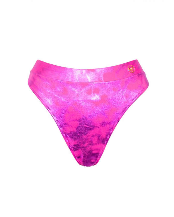 Pink Thong High Rise Bikini Bottom M Vivien Vance