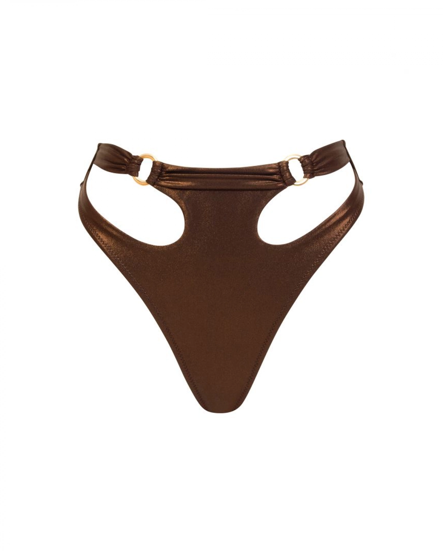 Brown ”u” Cut Out Thong High Rise Bikini Bottom S Vivien Vance